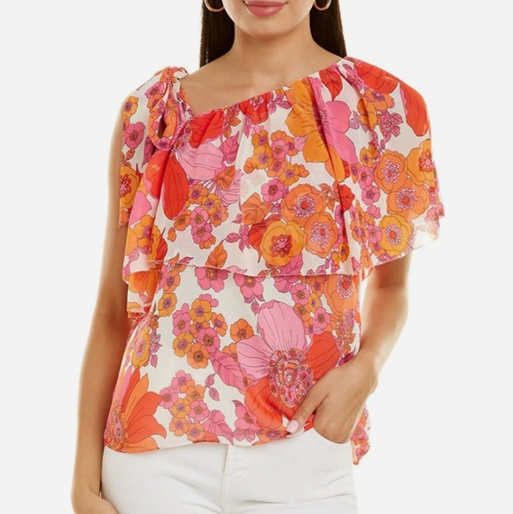 Trina Turk | Tops | Trina Turk Kapalua Floral Print Tie One Shoulder ...